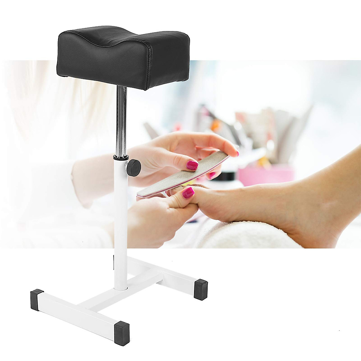 adjust Pedicure Nail Footrest Height Adjustment Metal and High Grade Synthetic Leather Manicure Foot Rest Desk Salon Spa Equipment (66 x 32 x 29cm), Footrest Nail Footrest Pedicure Footrest M