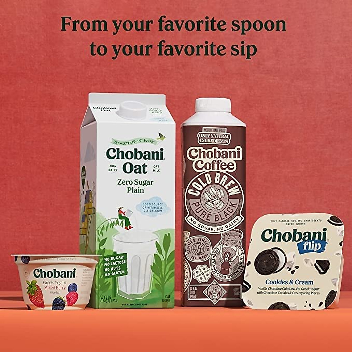 Chobani® Non-Fat Greek Yogurt Strawberry on the Bottom 5.3oz 4-pack