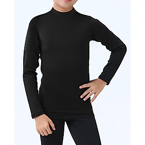 Rolimaka 3 Pack Boys' Girls' Thermal Compression Shirt Crew Neck Fleece Lined Base Layer Top Youth Long Sleeve Athletic Soccer Baseball Undershirt XS