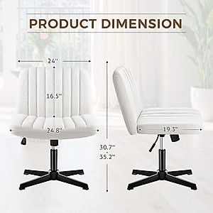 Shahoo Criss Cross Legged Chair, Armless Swivel Wide Padded Height Adjustable Fabric Home Office, Beige