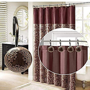 Oil Rubbed Bronze Shower Curtain Rod Hooks, Antique Curtain Rings Holder Decorative Rustproof for Bathroom Shower Home