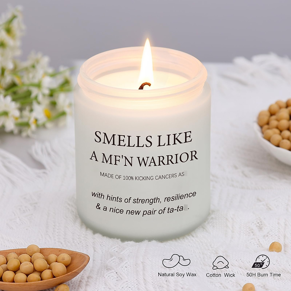 Breast Cancer Gifts for Woman - Cancer Care Gifts, Cancer Comfort, After Breast Surgery Recovery Gifts for Women, Chemo Patients, Breast Cancer Survivor Gifts, Lavender Scented Candle