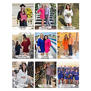 BELONGSCI Women's 2023 Summer Dress Sweet & Cute V-Neck Bell Sleeve Shift Dress Mini Dress, Perfect for Wedding or Graduation