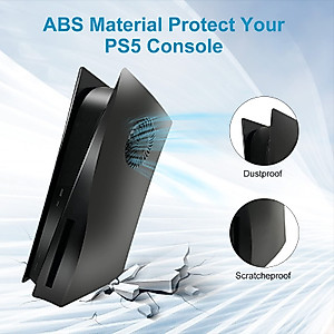 BFUNCO PS5 Console Faceplates, with Fan Vent for Playstation5 Disc Edition,ABS Anti-Scratch Dust-Proof Protective Shell,Replacement Cover Accessories for PS5 Console, with 2*Handle Cover(Black)