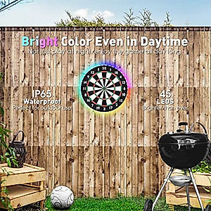LFSMVT Dartboard LED Strip Lights, RGBIC Dart Board Lights with Bluetooth APP & Remote Control, Music Sync, DIY Cuttable Lights for 13-18 inch Dart Boards, USB Powered (Dartboard Not Include)