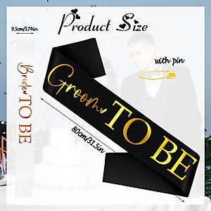 Generic 2 Pcs Bride to Be and Groom to Be Sash with Foil, Rose Gold Bachelorette & Gold Bachelor Sash for Bridal Shower Wedding Hen Party Decorations Engagement Gifts (White and Black)