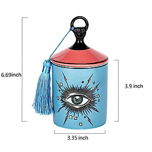 KESHENG Modern Decorative Jar Ceramic Vanity Bathroom Canister Holder Storage Box for Jewelry Cotton Balls,Bath Salts, 2 Pack, Blue/Orange