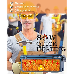 FanFanOK Electric Lunch Box Food Heater 80W Heated LunchBoxes for Adults Work/Car/Truck/Home, 1.8L Portable Food Warmer Heating Lunchbox with Insulated Lunch Bag 12V 24V 110V