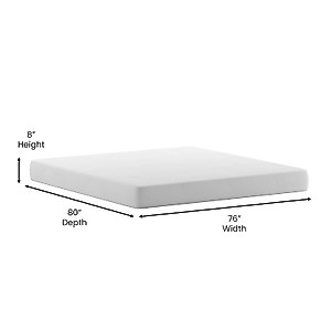 Flash Furniture Jasmine 8 Inch Green Tea Memory Foam Mattress - Charcoal Infused - Supportive Pressure Relief - CertiPUR-US Certified Foam - King Mattress in a Box