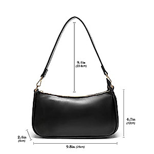 NIUEIMEE ZHOU Shoulder Bag for Women Retro Vegan Leather Classic Clutch Tote HandBags Purses with Zipper Closure