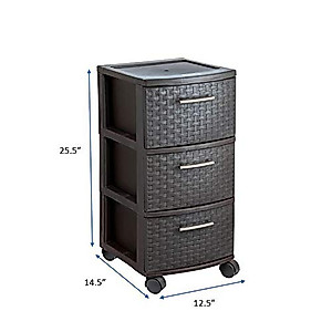 MQ INFINITY 3-Drawer Rolling Storage Cart, Espresso