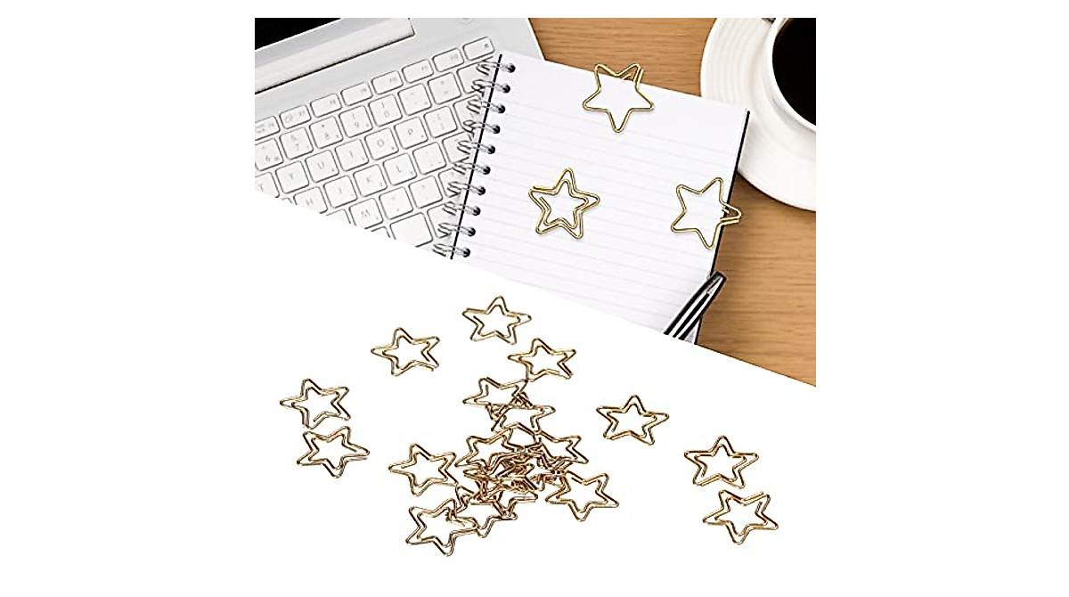 40Pcs Gold Star-Shaped Mini Paper Clips for Organizing & Crafts