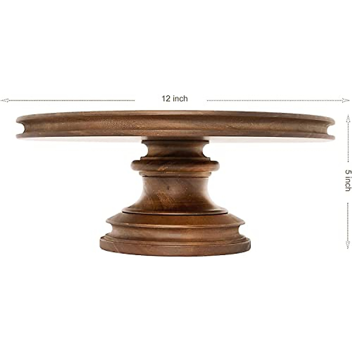 SMAAFIT 12 Inch Solid Cedar Wood Mud Pie Cake Stand for Wedding Decorative Display Serving Platter for Pastries Muffins Dessert Detachable Decorative Kitchen Server and Display(Brown)