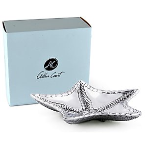Arthur Court Aluminum Starfish Vanity Tray, Desktop Storage Organizer, Catchall, Valet, Nightstand or Dresser Serving Snack Tray - Ocean Décor Food Safe Hand Polished 6 inch X 7 inch