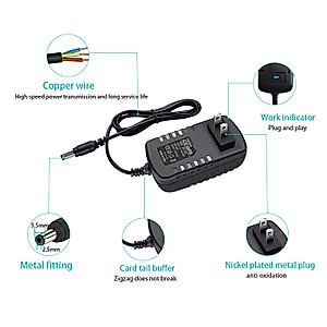 Snsnlent Ac Adapter 15V 2A DC Power Supply Charger AC 100-240V 50-60Hz to DC 15V 2A 30W Charger Power Supply 15V 30W 2A Ac Adapter Charger with 5.5mm x 2.5mm Plug