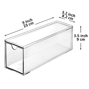 Youngever 3 Drawers Plastic Kitchen Pantry Stackable Storage Organizer, Plastic Tea Packet Organizers, Stackable Tea Bag Holder, 9" x 3" x 3.5"