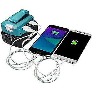 USB ADP05 Power Source for Makita 18v Battery Charger with 2 USB Ports and LED Light for 14.4v ~ 18v Battery Lithium-Ion
