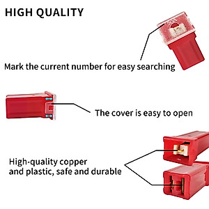 MuHize Shaped Assorted Fuses - Upgraded Tall/Standard Profile Automotive Box Shaped Fuse Kit, Fuse Female Assortment 20A 30A 40A 50A 60A (Each 6) for Ford Chevy, Cars and SUVs