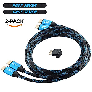 FASTSEVEN 4K HDMI Cable 3ft 2 Pack, High Speed HDMI Cable 2.0, Gold Connectors, 4K @60Hz, UHD, 2160P, 1080P, ARC, HDCP, hdmi to hdmi, for Laptop, Monitor, Projector, PS4, PS5, Xbox, Apple TV & More