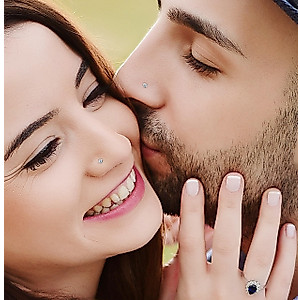 Enticera 2mm G23 Titanium Nose Rings Studs for Sensitive Skin 20g Handmade Small L Shaped Nose Rings for Women Men Round CZ Nose Piercing Jewelry White