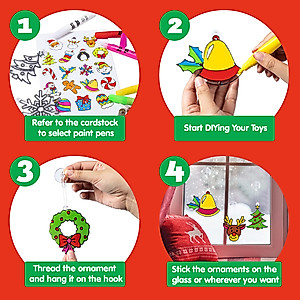 JOYIN Christmas 18 PCS Window Sun Catchers DIY Paint Art and Craft Kit, Make Your Own Window Clings for Christmas Holiday Decorations,Kids Art Project