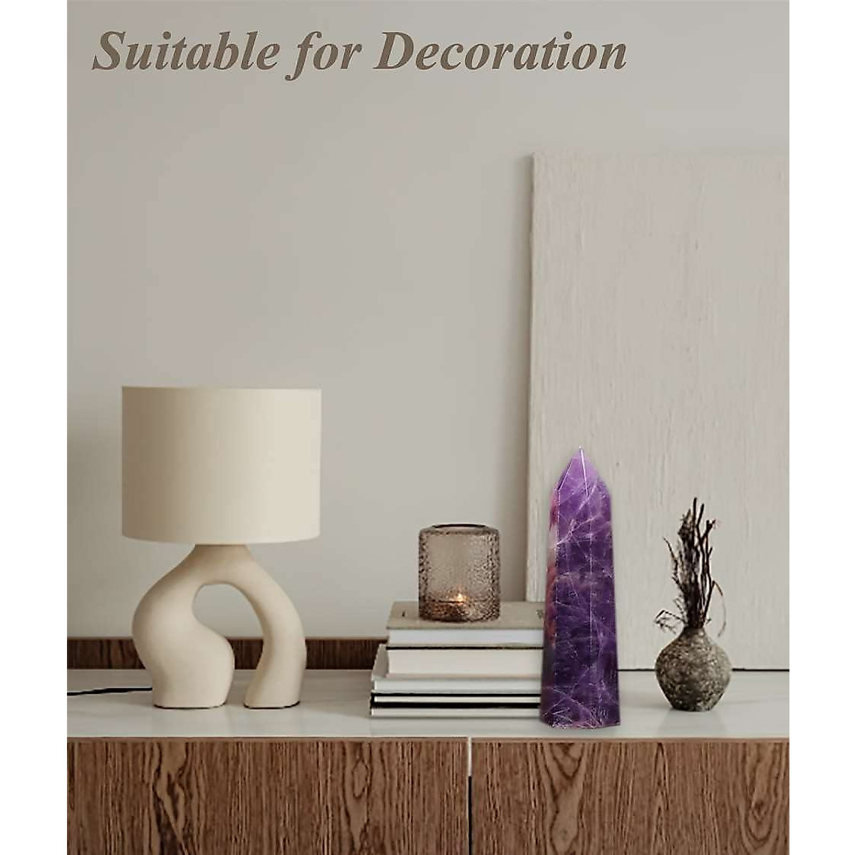 LAIDANLA Amethyst Healing Crystals Wands 3.5-4" Polishing Natural Reiki Energy Wand Stone Hexagonal Point Large Crystal Gemstones for Meditation Therapy Crystal Grid Decoration 1Pcs