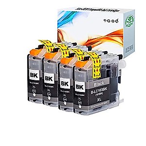 HGZ 4 Pack LC103XL Ink Cartridge Replacement for Brother LC103 MFC-J245 MFC-J285DW MFC-J450DW MFC-J475DW MFC-J650DW MFC-J870DW MFC-J875DW Printer (4Black)