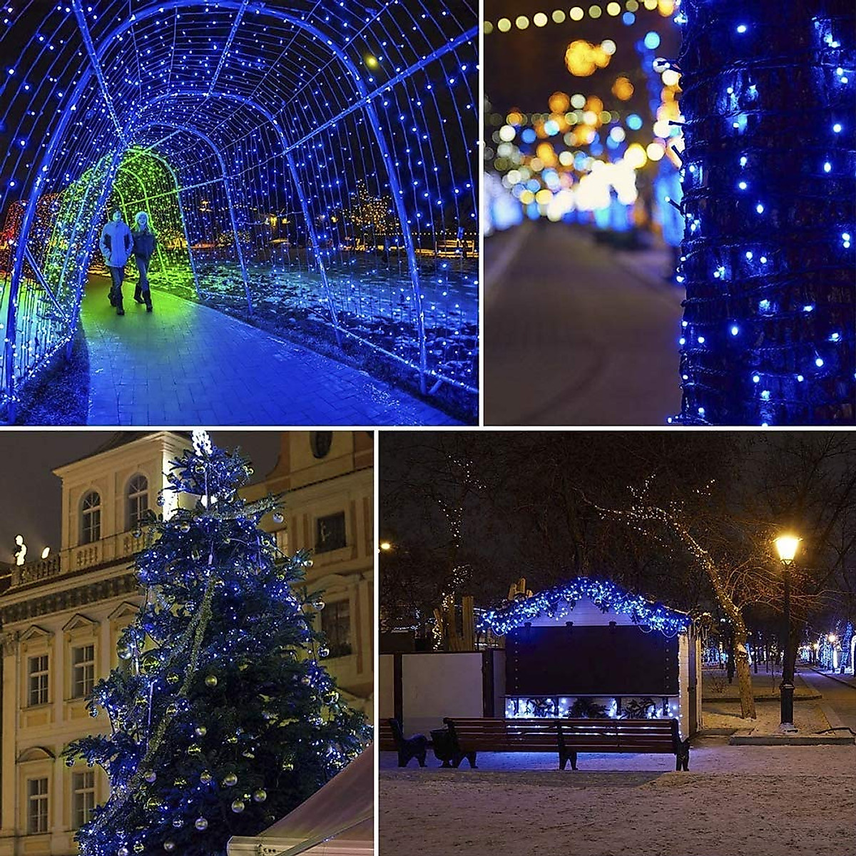 MYGOTO 33FT 100 LEDs String Lights,Green Wire Waterproof Fairy Lights 8 Modes 30V UL Certified Plug in Xmas Lights for Home, Garden, Wedding, Party, Christmas Decoration Indoor Outdoor (Blue)