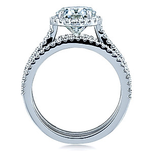 Kobelli Oval Moissanite Halo 3-Piece Bridal Rings Set 2 1/2 CTW 14k White Gold, 7