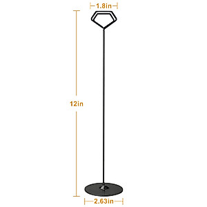 Urban Deco 16PK Table Number Holders 12 Inches Diamond Place Card Holder Metal Table Card Holders, Picture Holders For Tables, Card Holder Stand For Wedding Décor - Black Sign Holder