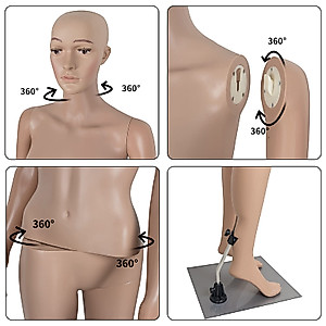 Female Mannequin Full Body Adjustable Mannequin Torso Dress Form with Metal Base 69inches