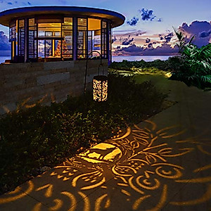 Shengming 2 Pack Hanging Solar Metal LED Lanterns Owl Design Retro Solar Lights with Handle, Outdoor Solar Garden Lights Decor for Yard Tree Fence Patio 20 Lumens Warm White