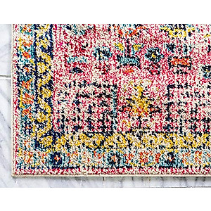 Unique Loom Monterey Collection Vintage Bohemian Inspired with Distressed Tribal Design Area Rug (5' 0 x 8' 0 Rectangular, Pink/ Yellow)