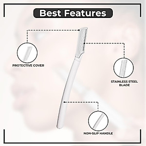 Visage Women's Face Shaver, Dermaplaning Razor, Precision Facial Hair Removal Tool, Eyebrow Razor, Peach Fuzz Remover, Face Shavers for Women and Men - 3 Count