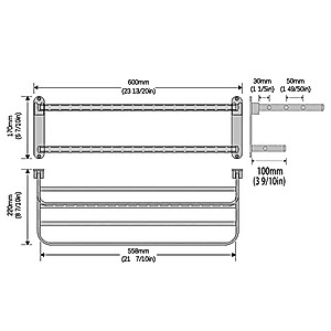 BOZWELL Bathroom Lavatory Towel Rack with Two Towel Bars,24-Inch Towel Holder with Shelf BZ205-A (Matte Black)