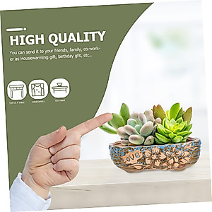 YARNOW 1pc Love with Office for Porcelain Cactus Planters Simple Bonsai Drainage Flowerpot Floral Shallow Glazed Adornment Garden Large Ceramic Vintage Gift Chic Style Succulent Hole