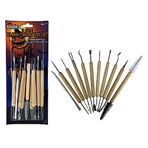 Halloween Pumpkin Carving Tool Kit – Heavy Duty Knife Sets Jack-O-Lantern Halloween Sculpting, Decorating Carve for Kids & Adults, 11 Double Sided Pieces with 21 Tools