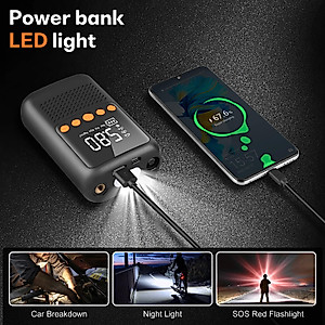 Electric Tire Inflator Portable Air Compressor - Cordless Air Pump for Car Tires Bike Tires - Bicycle Pump with Air Pressure Gauge