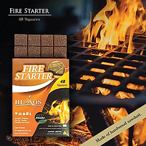 HUMOS, Combo, Outdoor Vertical Charcoal Smoker 3, Premium Extra Thick BBQ Tools Set x 4 pcs, Wood Fire Starter 48 Squares for Grill and Top Meat Smokers Box in Barbecue Grilling Accessories.