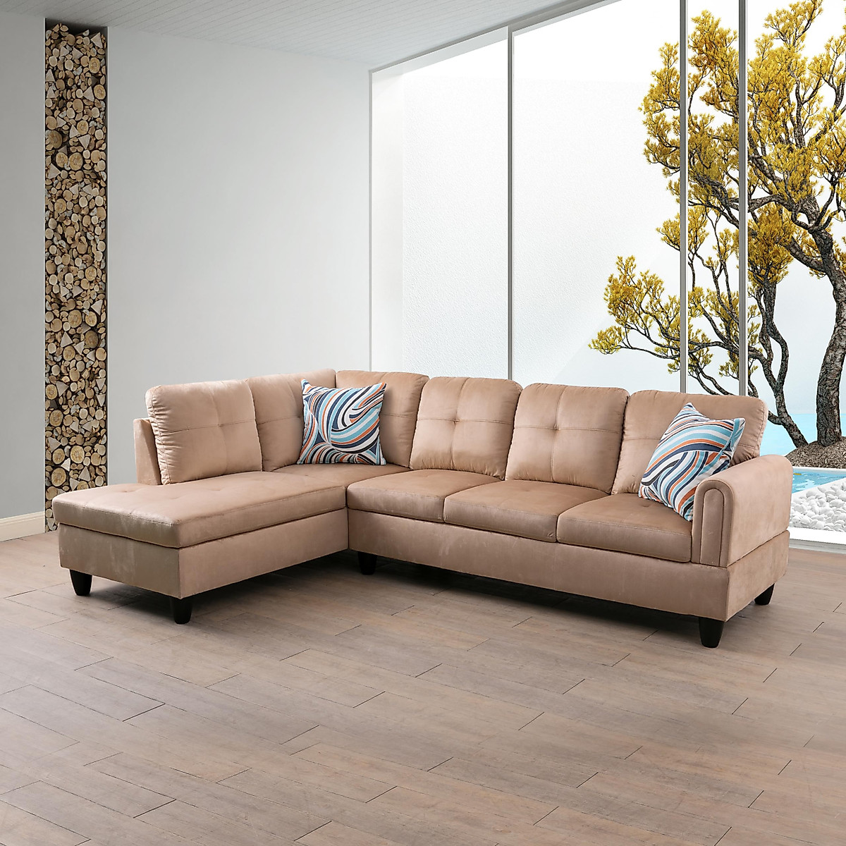 FUOROLA Greene 2 Piece Left Facing Sectional Sofa, Beige