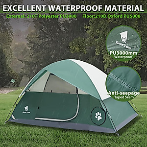 GEERTOP 2 Person Camping Tent with Dog Room Gear Storage Compartment, Lightweight 3 Season Backpacking Tent 2 Room Mesh Divider for Camp Hiking Outdoor Travel with Pet