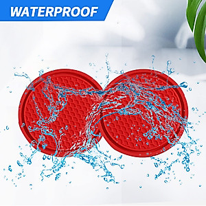 Yonwait 4 Pack Anti Slip Car Cup Coaster, Embedded in Ornaments, Fit for Most Models (Red)