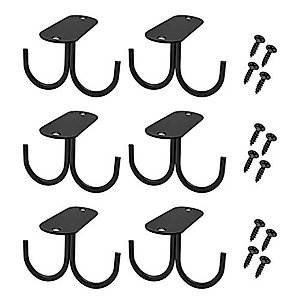 Mocoum Under Cabinet Mug Hooks, Rustic Mug Organizer Rack Coffee Cup Holder Mug Rack Under Shelf Hanging Hooks Rack for Mugs, Coffee Cups and Kitchen Utensils Display (Black, 6)