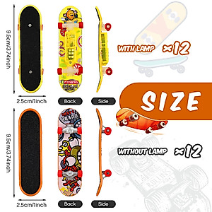 24 Pieces Mini Finger Skateboards Creative Finger Boards Set Mini Skateboards for Fingers Hand Skateboard Mini Fingerboards Skateboards for Finger Skater Party Supplies Props Decor (Classic Style)