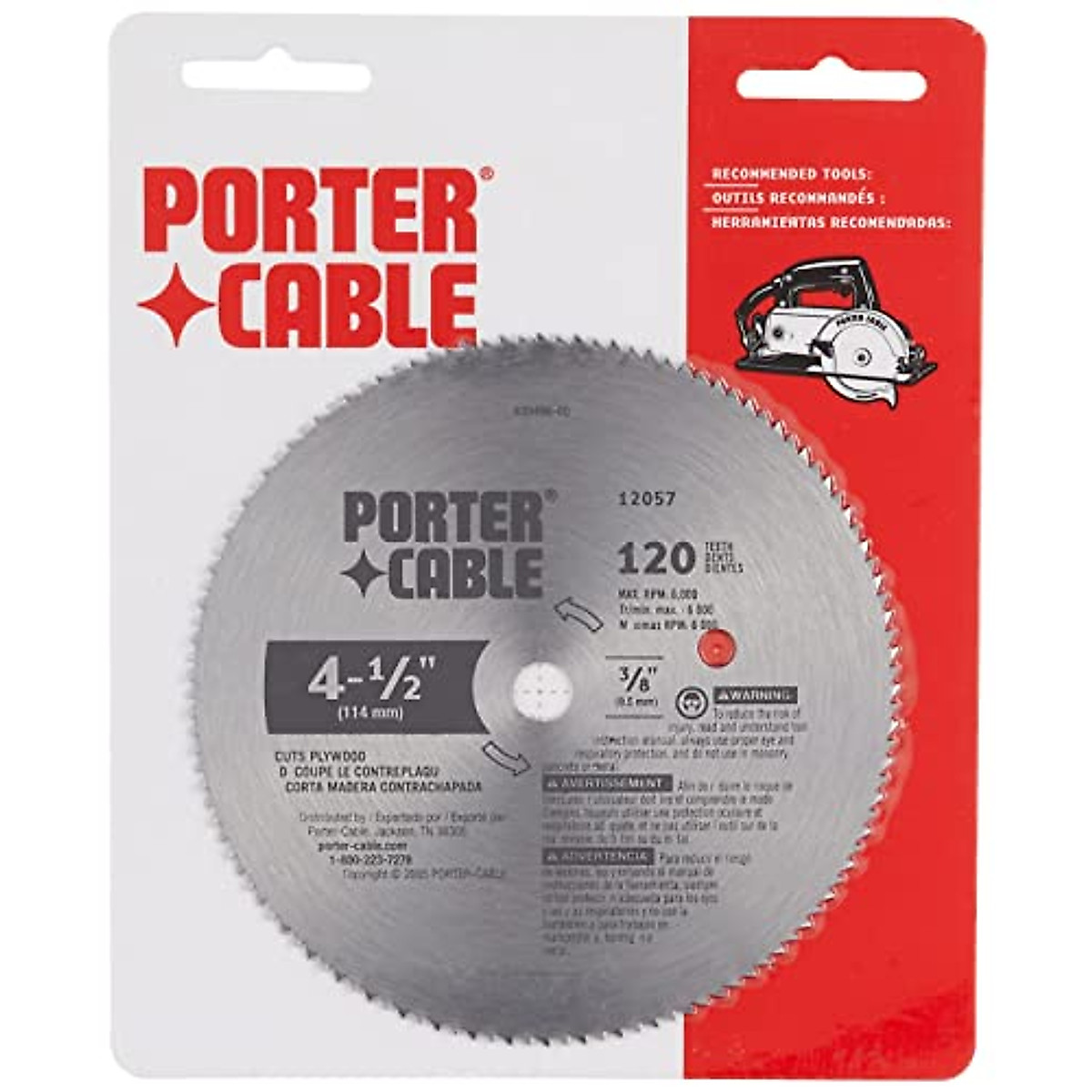 PORTER-CABLE 4-1/2-Inch Circular Saw Blade, Plywood Cutting, 120-Tooth (12057)