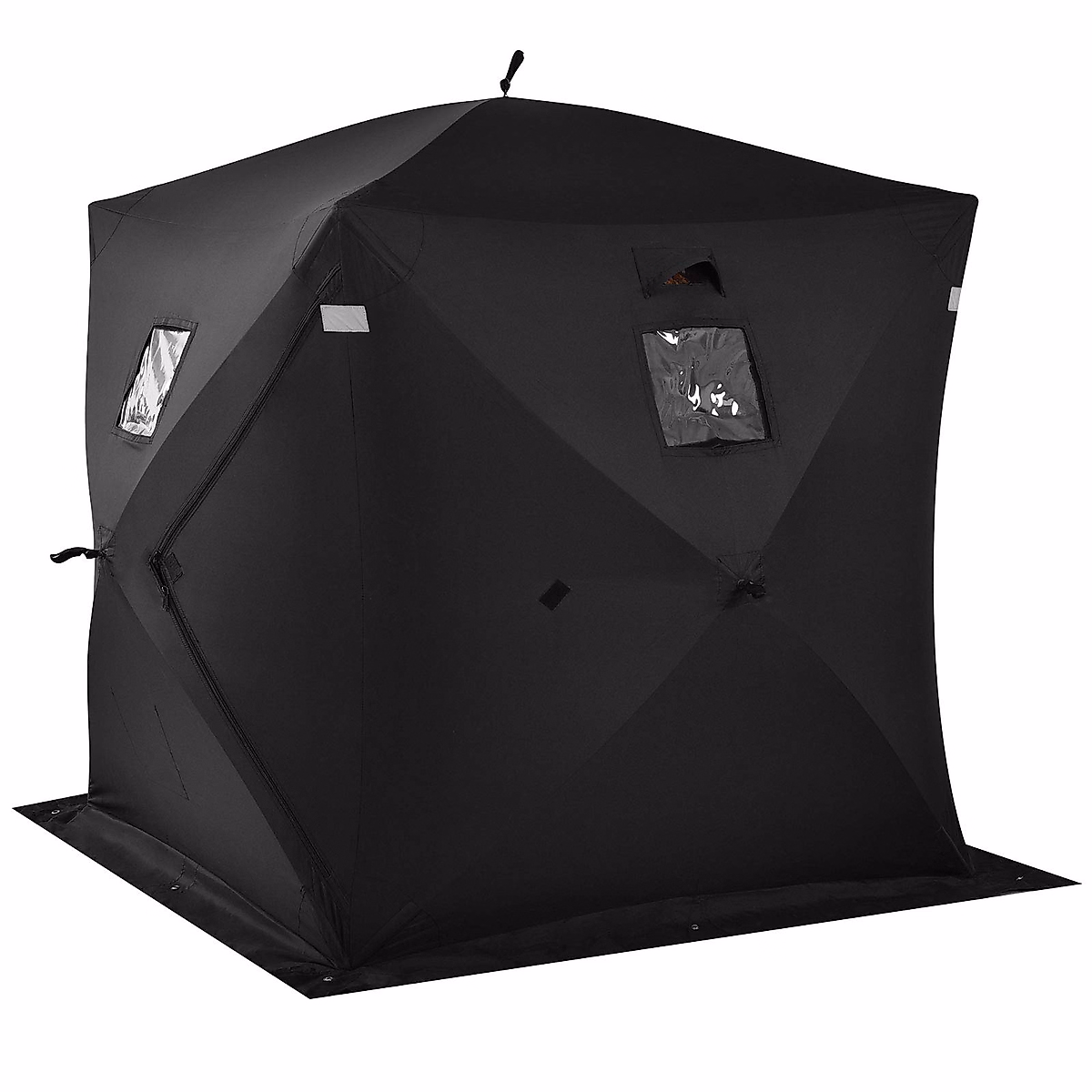 Gymax Ice Shelter, Pop-up Waterproof Fishing Tent 2-Person Portable Ice Tent with Detachable Windows, Zippered Door & Carry Bag