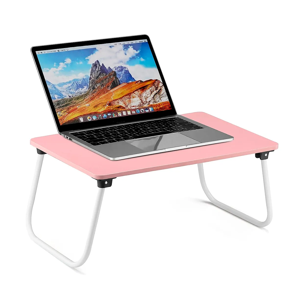 Ruxury Folding Lap Desk Laptop Stand Bed Desk Table Tray, Breakfast Serving Tray, Portable & Lightweight Mini Table for Sofa Couch Floor - Pink
