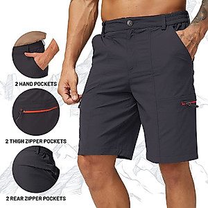MIER Men's Hiking Cargo Shorts Quick Dry Outdoor Nylon Short with 6 Pockets, Water Resistant, Graphite Grey, 34