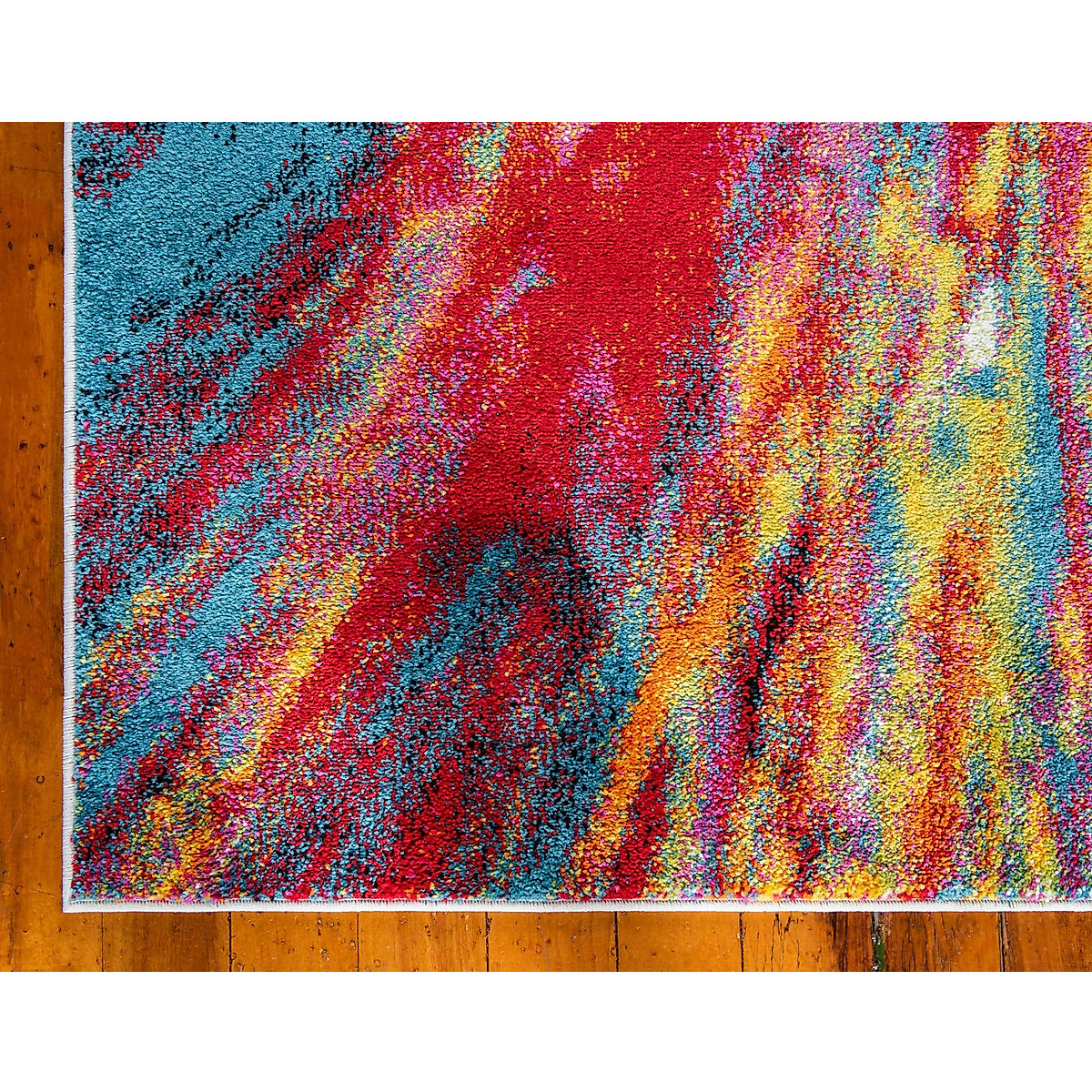 Unique Loom Lyon Collection Modern Abstract Tie-Dye Fireworks Area Rug, 9 x 12 Feet, Multi/Blue