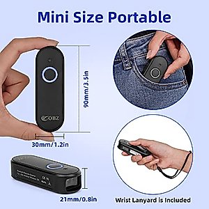 Mini 2D Bluetooth Barcode Scanner 2.4G Wireless Barcode Scanner, 2-in-1 Portable 1D 2D QR Code Scanner Work with iOS Android iPhone iPad Tablet Windows PC POS for Store Warehouse Inventory Library